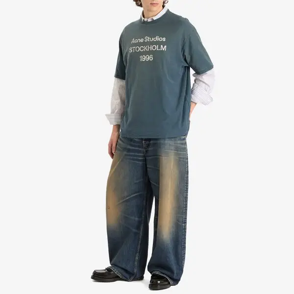 Acne Studios 2023 U Rocka Wash Loose Fit Jeans - Dark Blue